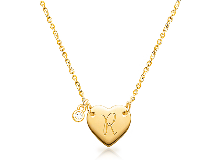 Heart of Gold Engraved Teen s Necklace for Girls FREE Personalization 14K Gold