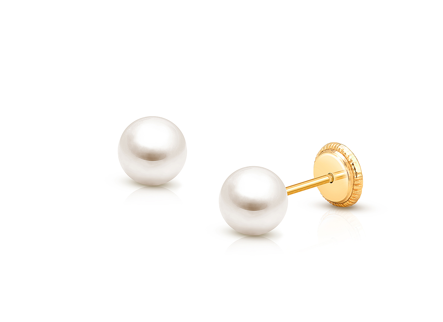5mm Pearl Studs Teen s Earrings Screw Back 14K Gold
